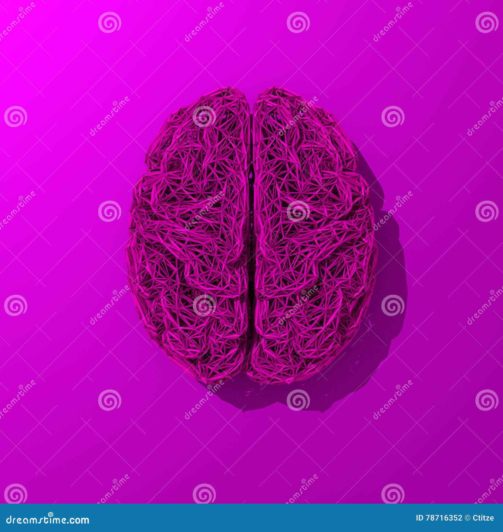 Purple 3d Rendered Brain Low Poly Illustration Stock Illustration ...