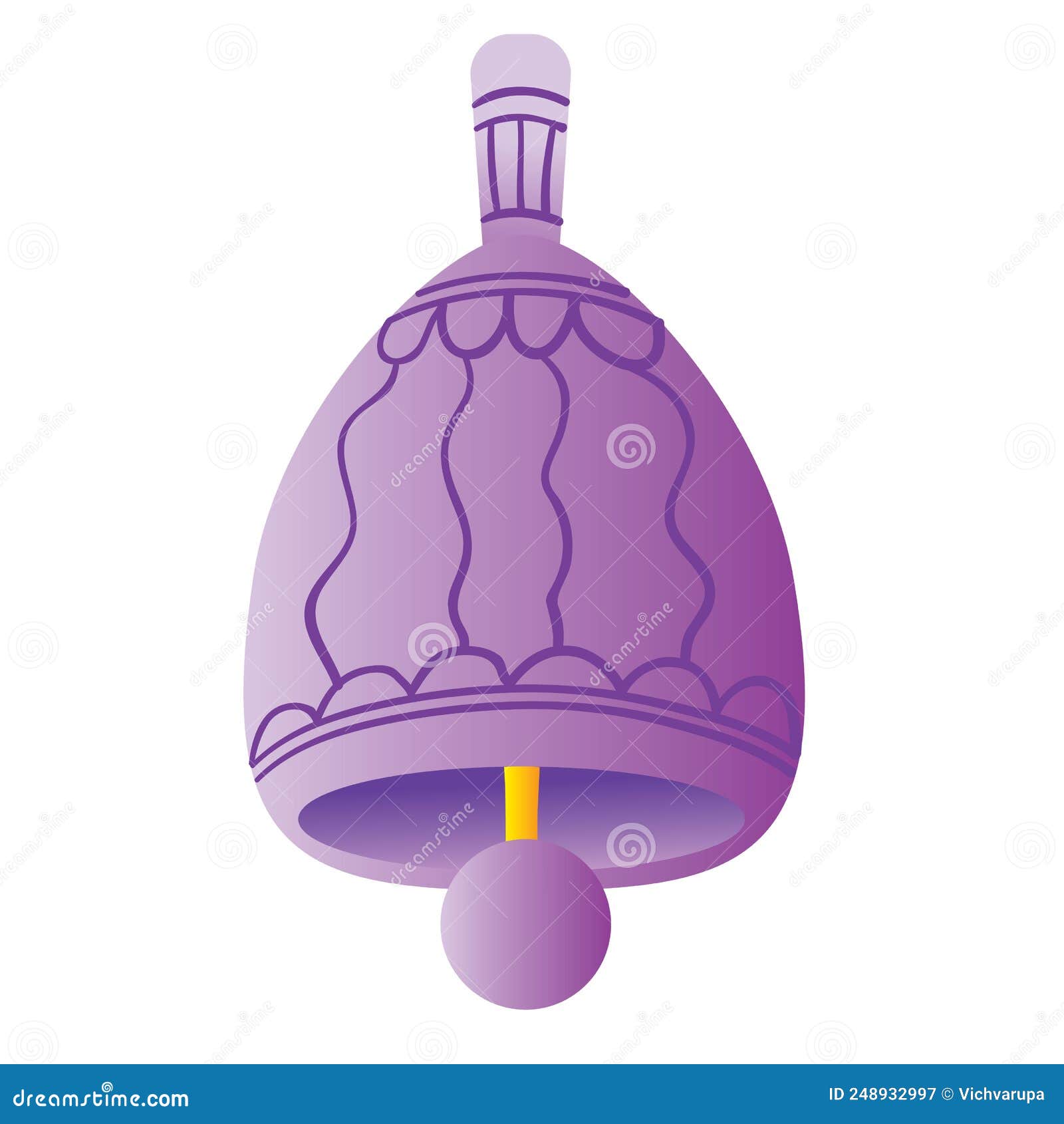 Purple Decorative Bell, Cartoon Illustration, Isolated Object on White ...