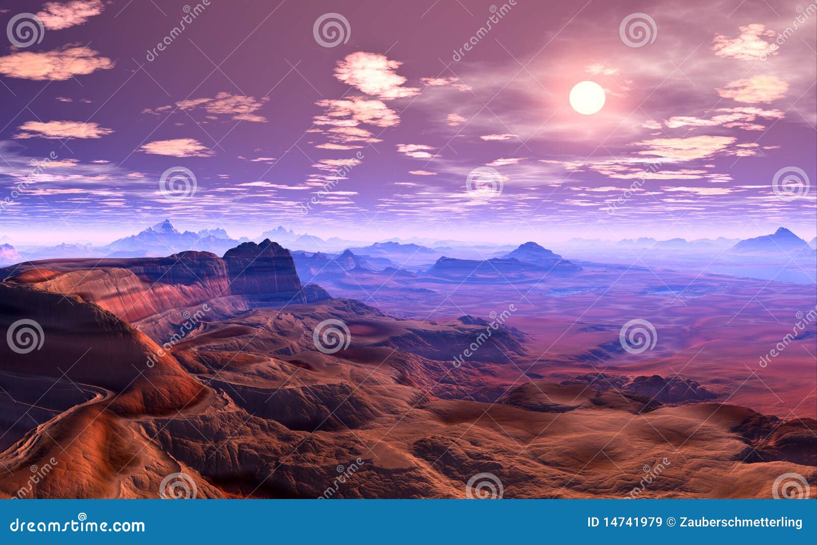 Purple desert stock illustration. Illustration of mountains - 14741979