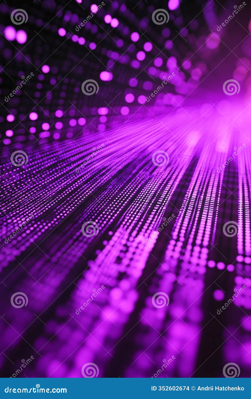 Purple Digital Frequency Bars Dancing Against Grid Matrix Holographic ...