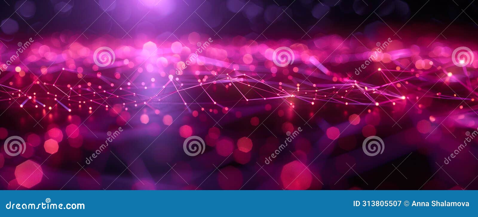 Purple Digital Network with Dynamic Connections and Glowing Nodes ...