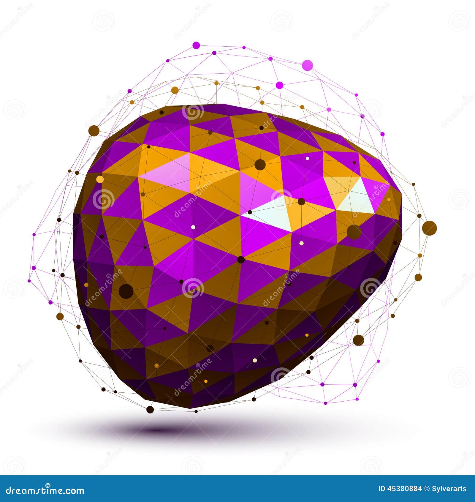 Purple Distorted 3D Abstract Object with Lines and Dots Stock Vector ...