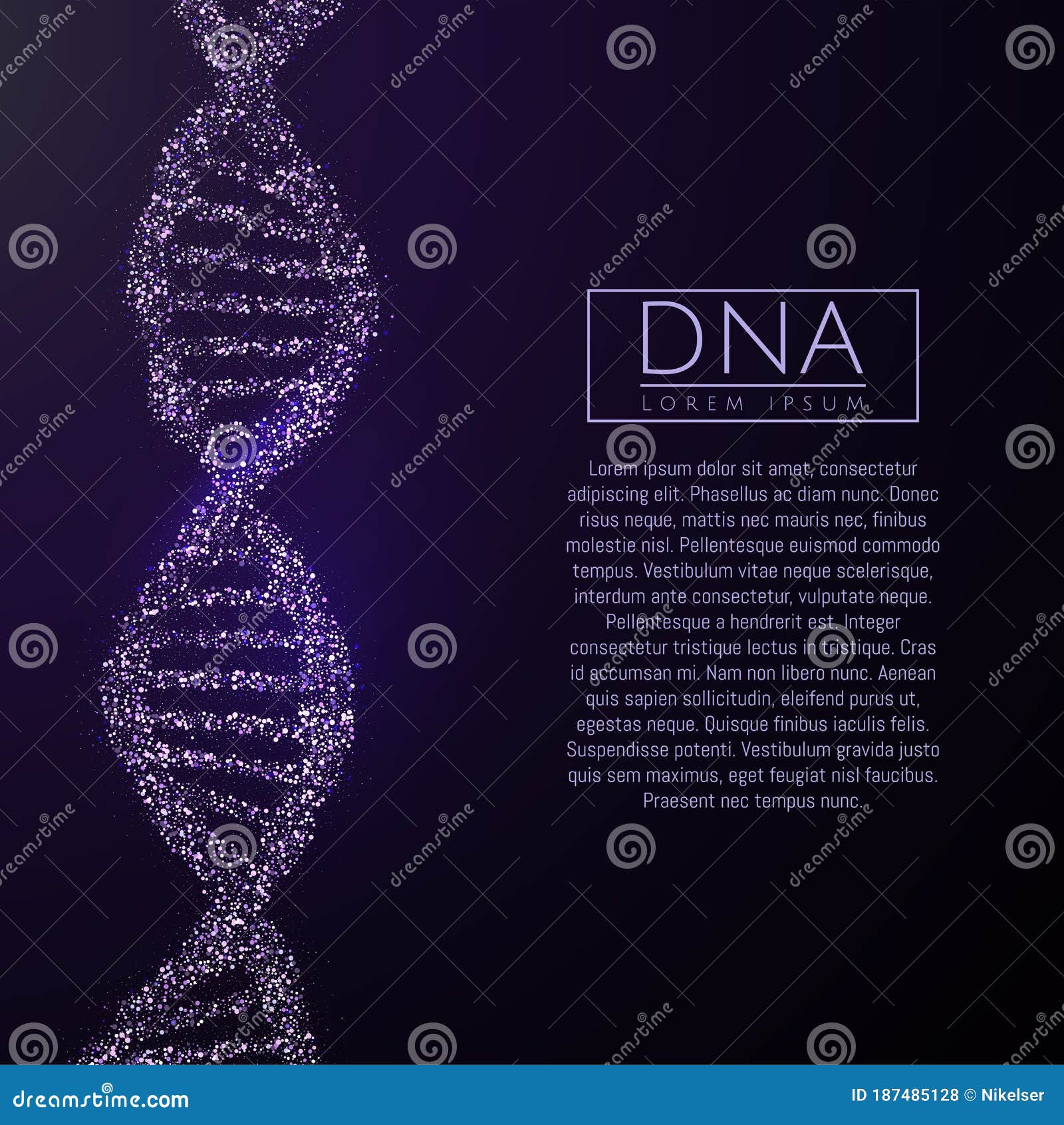 Purple DNA Sequence Glitter Shiny Vector Illustration. Science Molecule ...