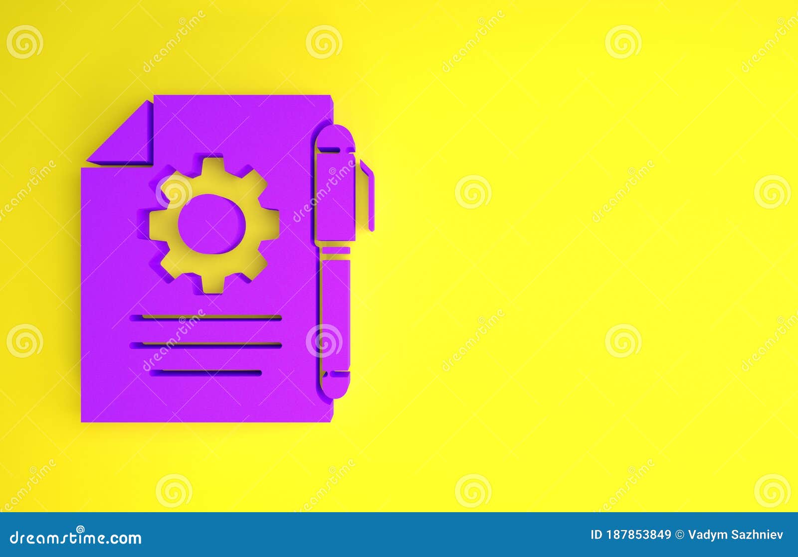 Purple Document Folder Icon Isolated On Yellow Background. Accounting ...