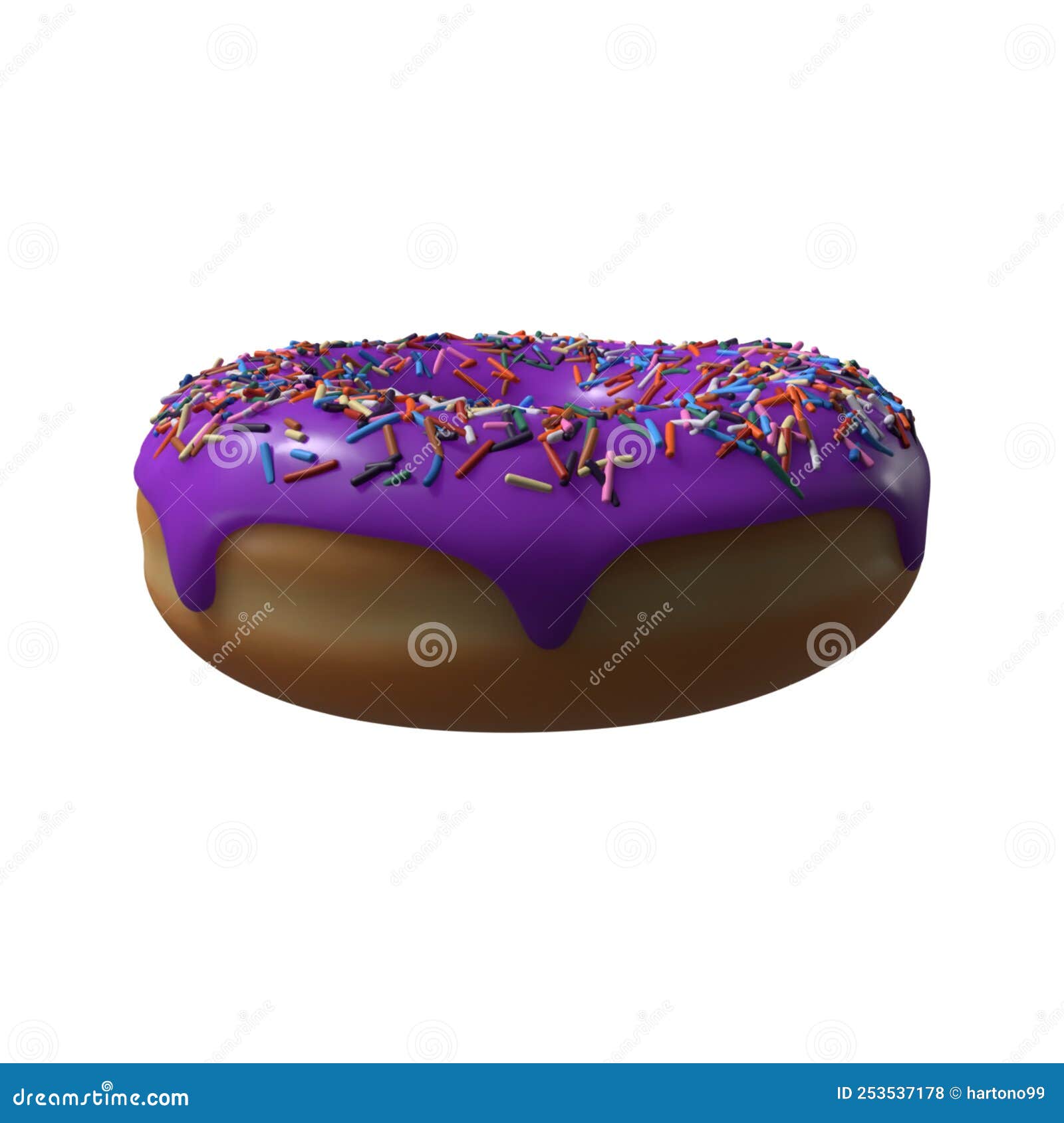 Purple Donut with Sprinkles 3D Illustration Stock Illustration ...