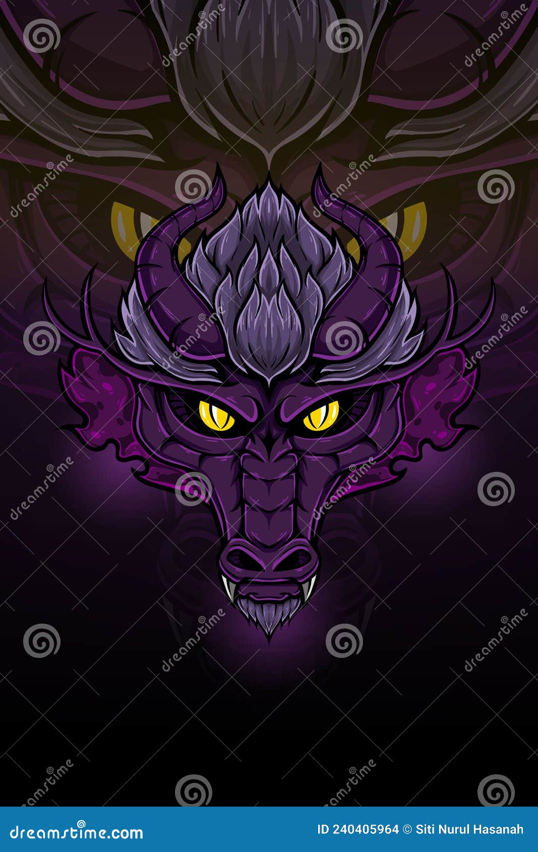 Purple Evil Dragon Vector Illustration Stock Vector - Illustration of ...