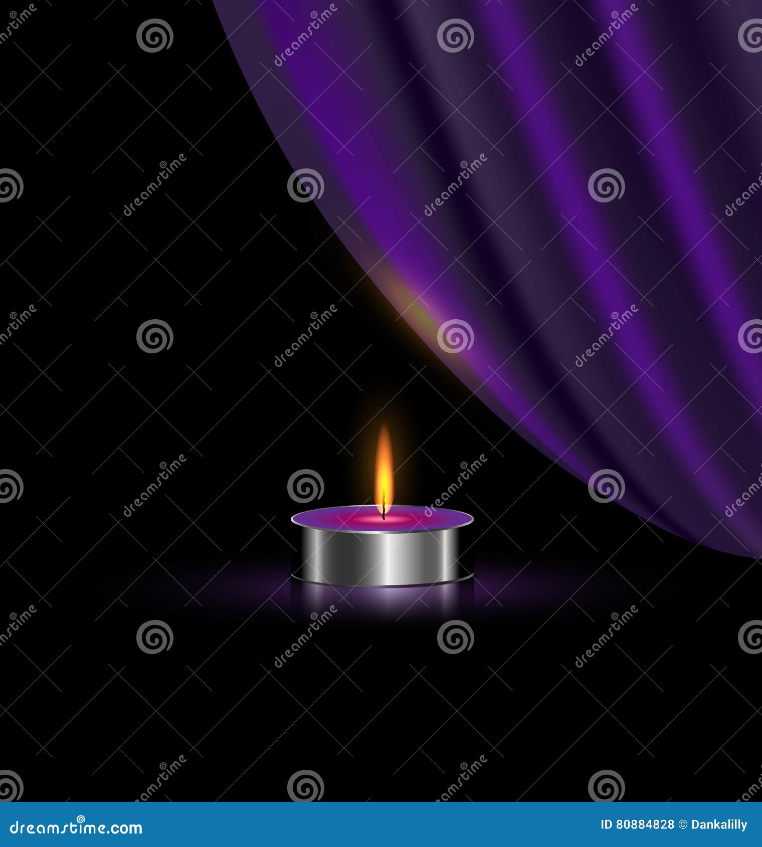 Purple Drape and Small Candle Stock Vector - Illustration of combust ...