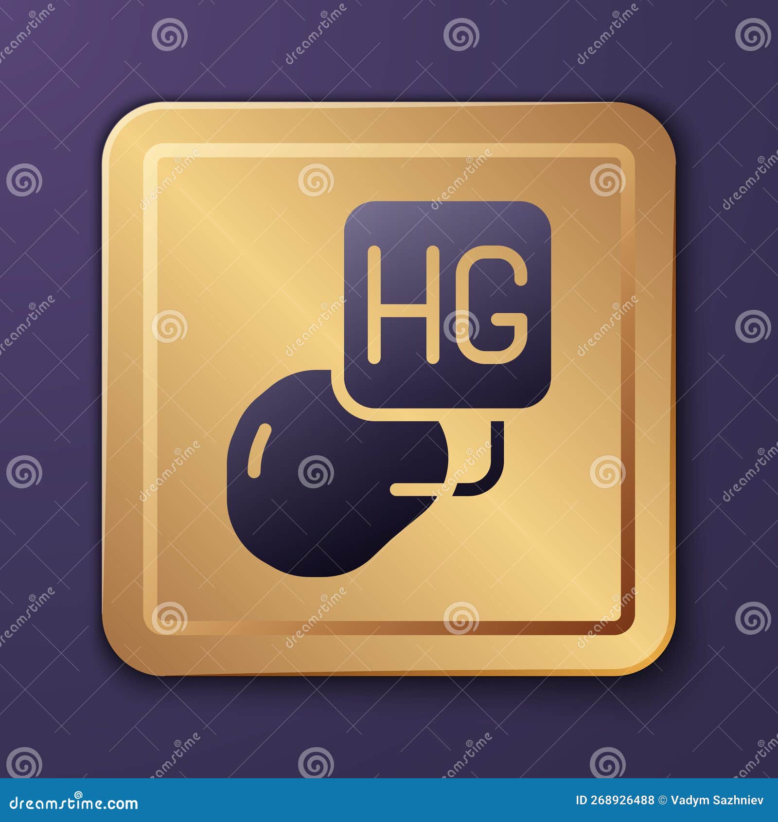 Purple Drop of Mercury Icon Isolated on Purple Background. Gold Square ...