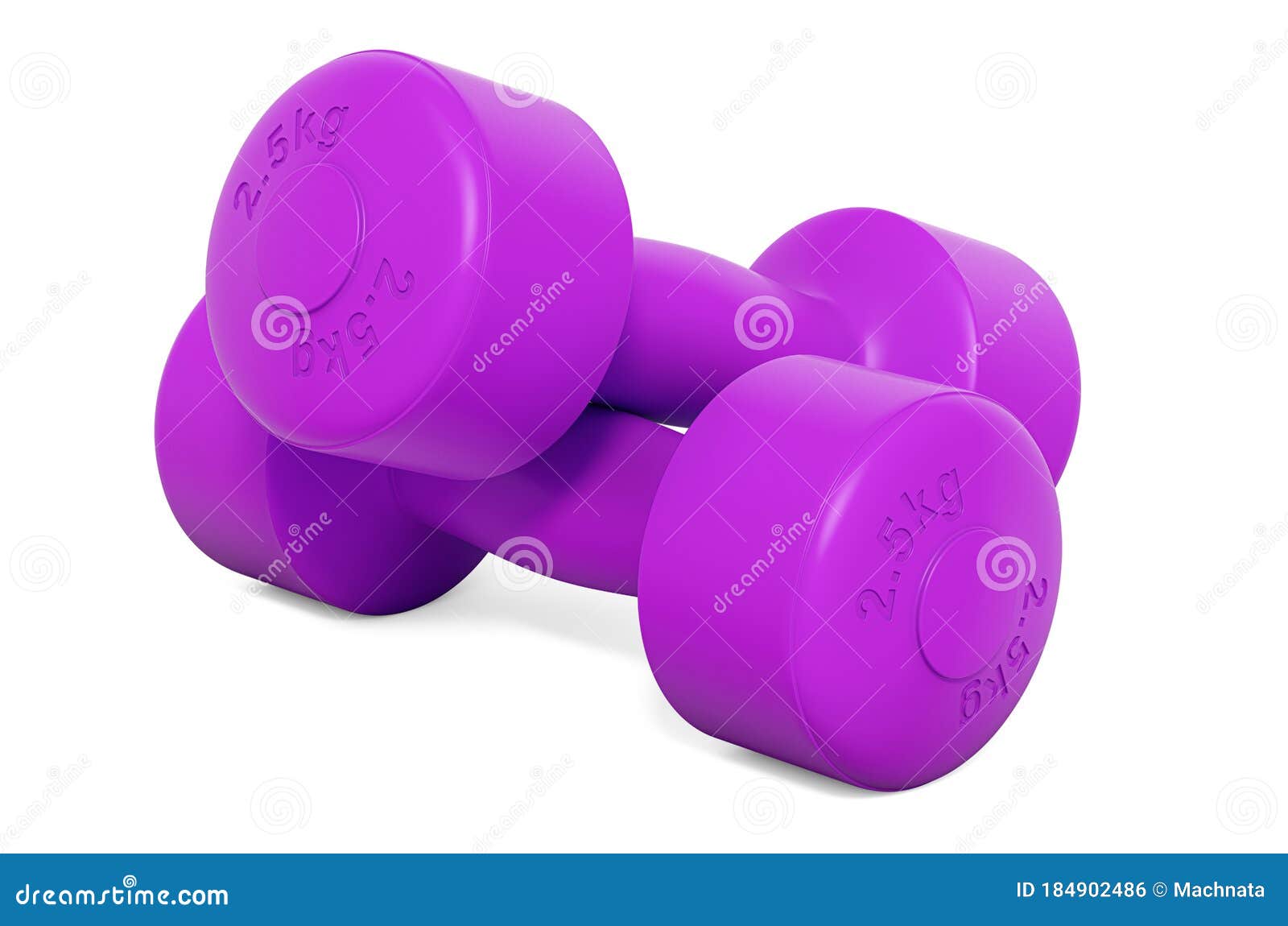 Purple Dumbbells for Strength Training 2.5 Kg, 3D Rendering Stock ...