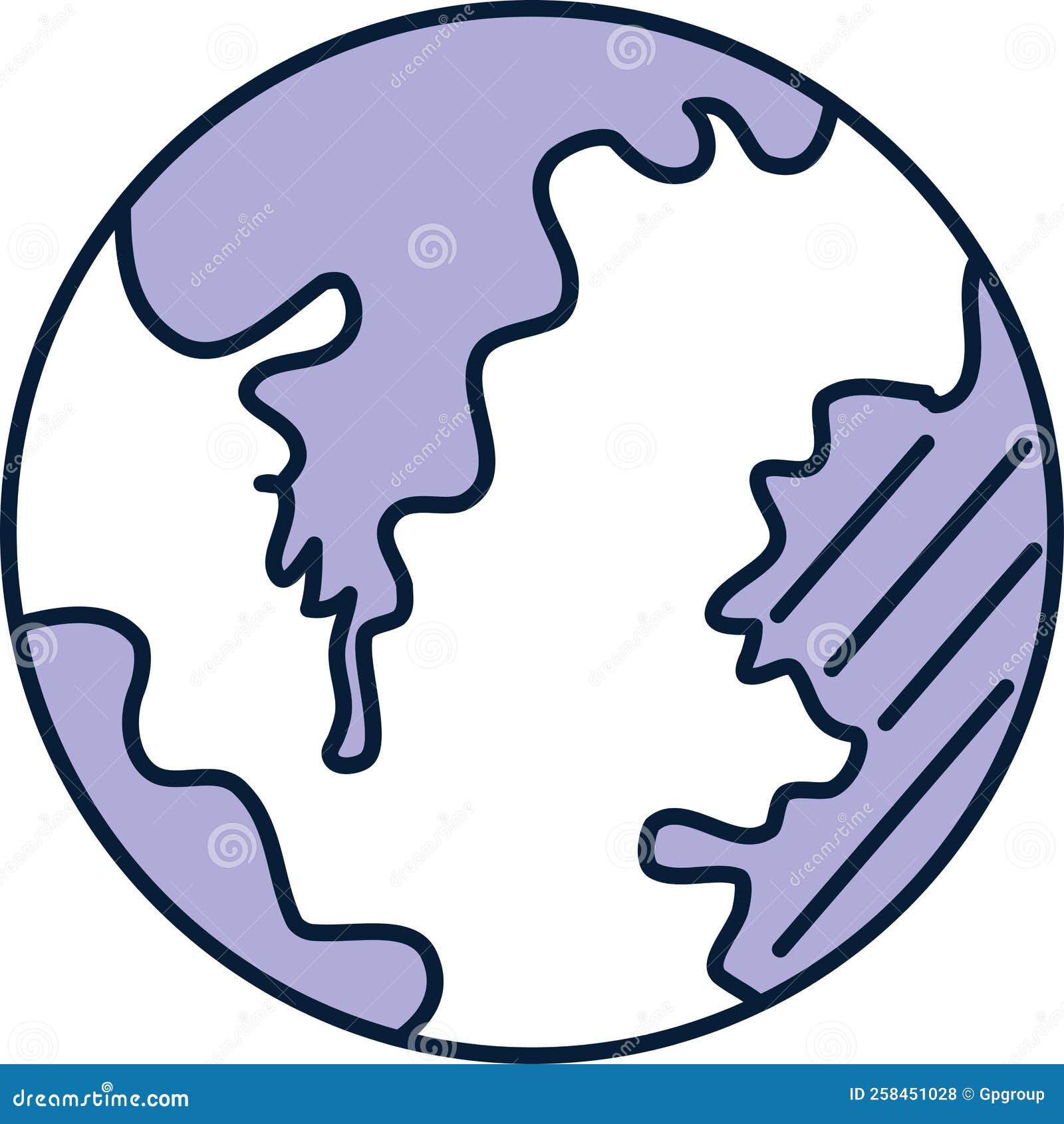 Purple earth globe stock vector. Illustration of doodle - 258451028