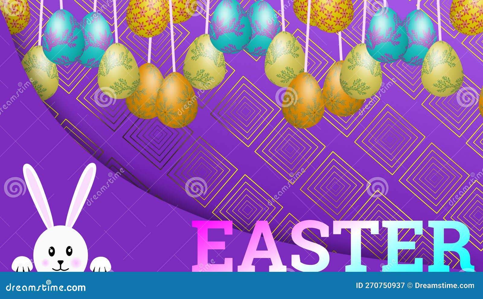 Purple Easter Background Image Decorated with Beautifull Eggs Stock ...