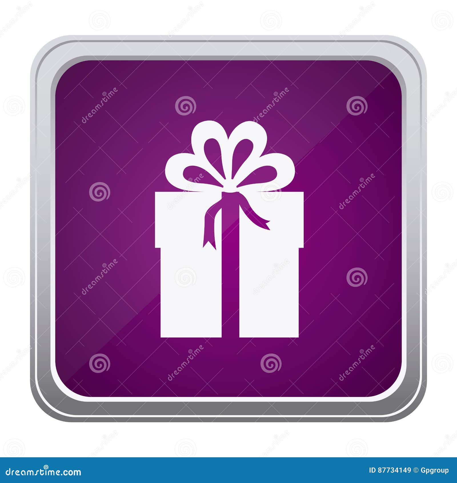 Purple Emblem Box with Bow Ribbon Icon Stock Illustration ...