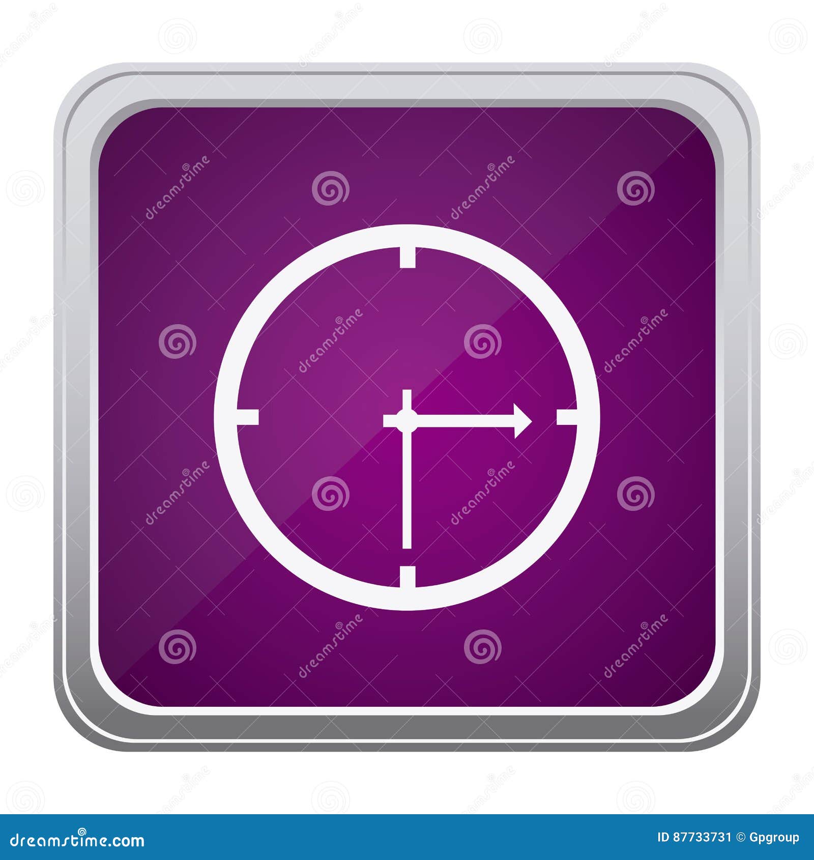 Purple emblem clock icon stock illustration. Illustration of hour ...