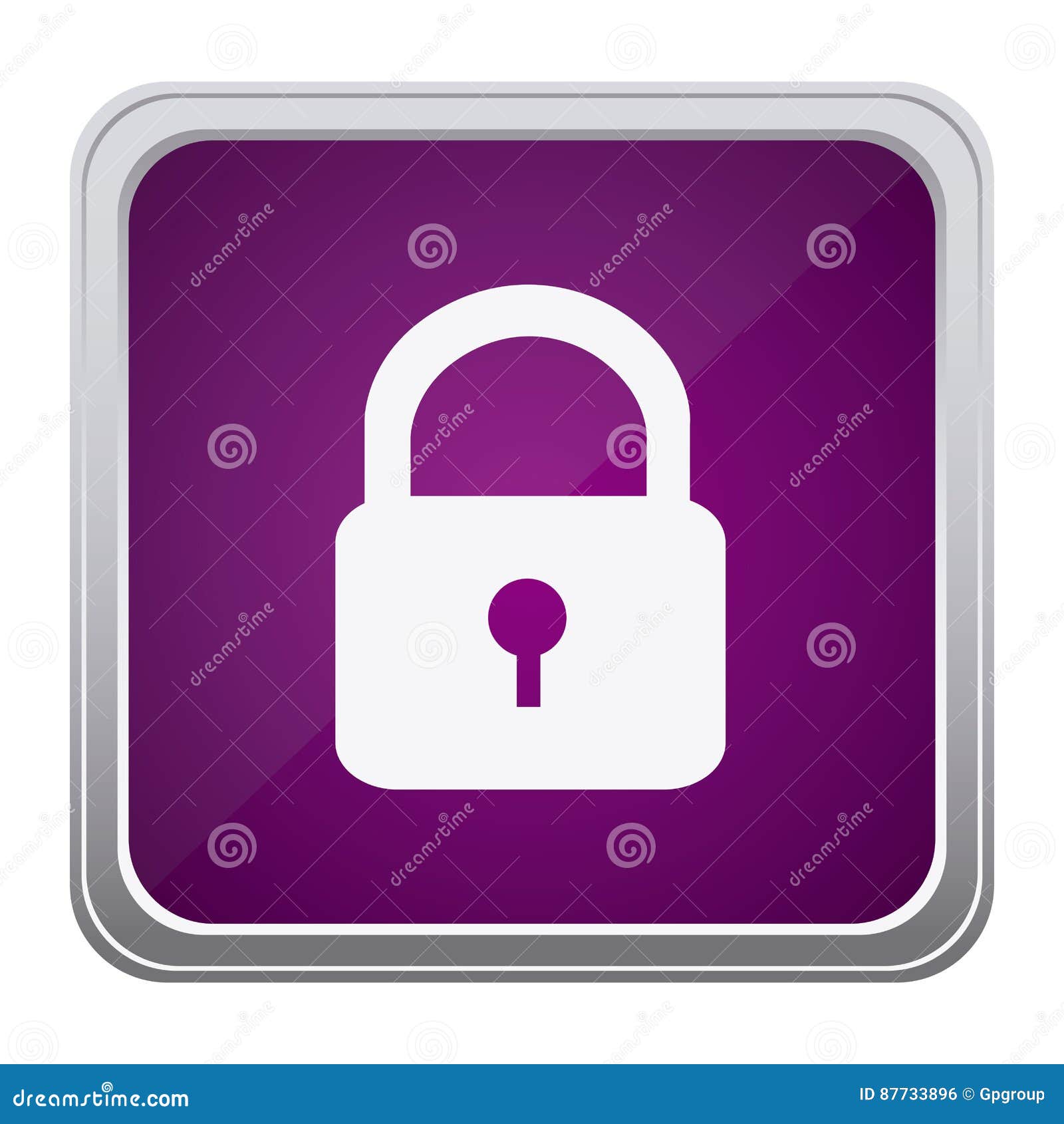 Purple emblem lock icon stock illustration. Illustration of black ...