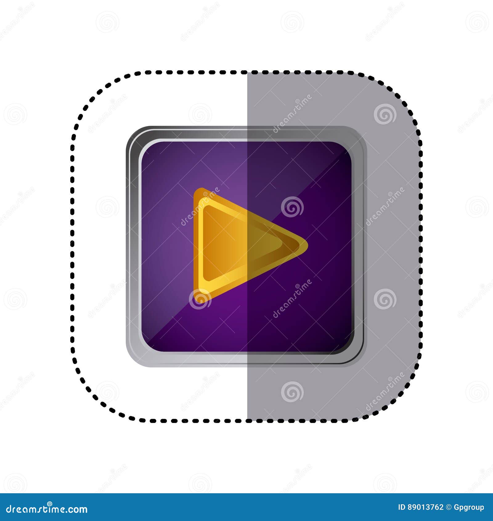 Purple emblem play button stock illustration. Illustration of push ...