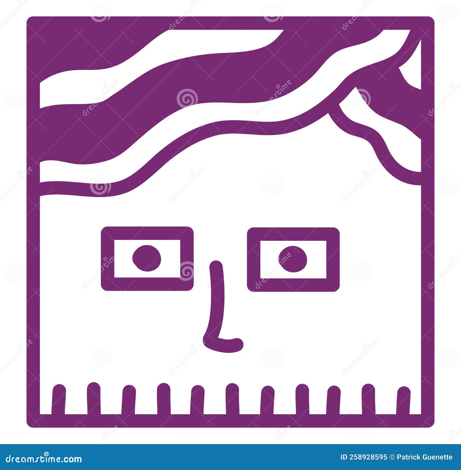 Purple emotion face, icon stock vector. Illustration of emotion - 258928595