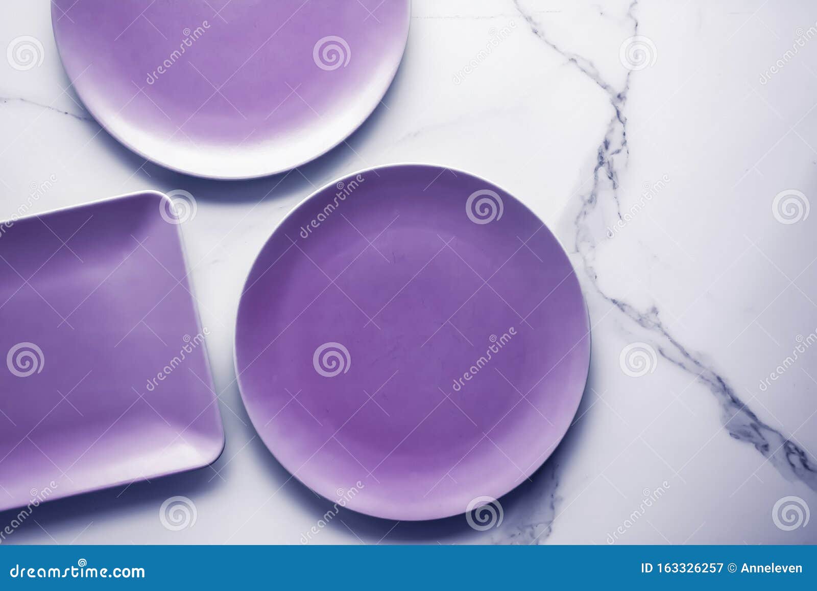 Purple Empty Plate on Marble Table Background, Tableware Decor for ...