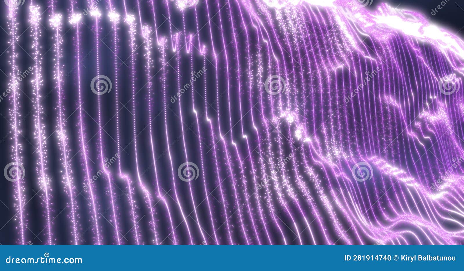 Purple Energy Waves from Particles Glowing Bright Magical Abstract ...