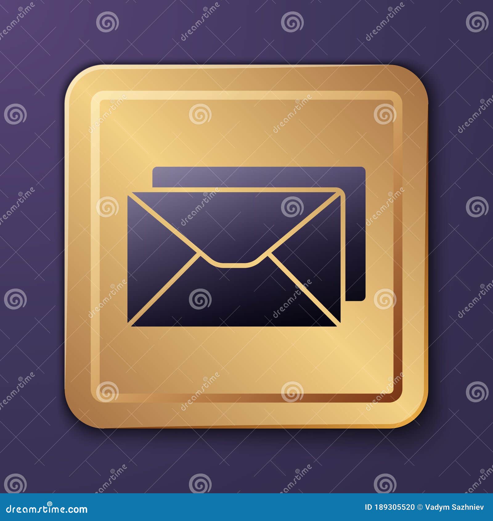 Purple Envelope Icon Isolated on Purple Background. Email Message ...