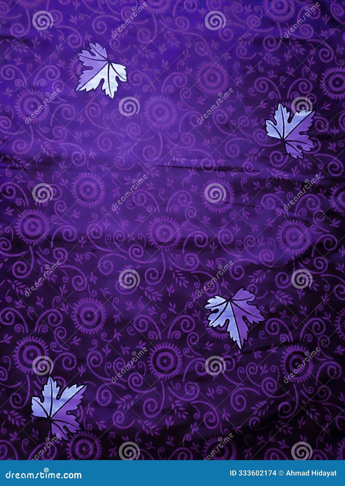 Purple Fabric Pattern and Background with Leaf Design Stock Photo ...