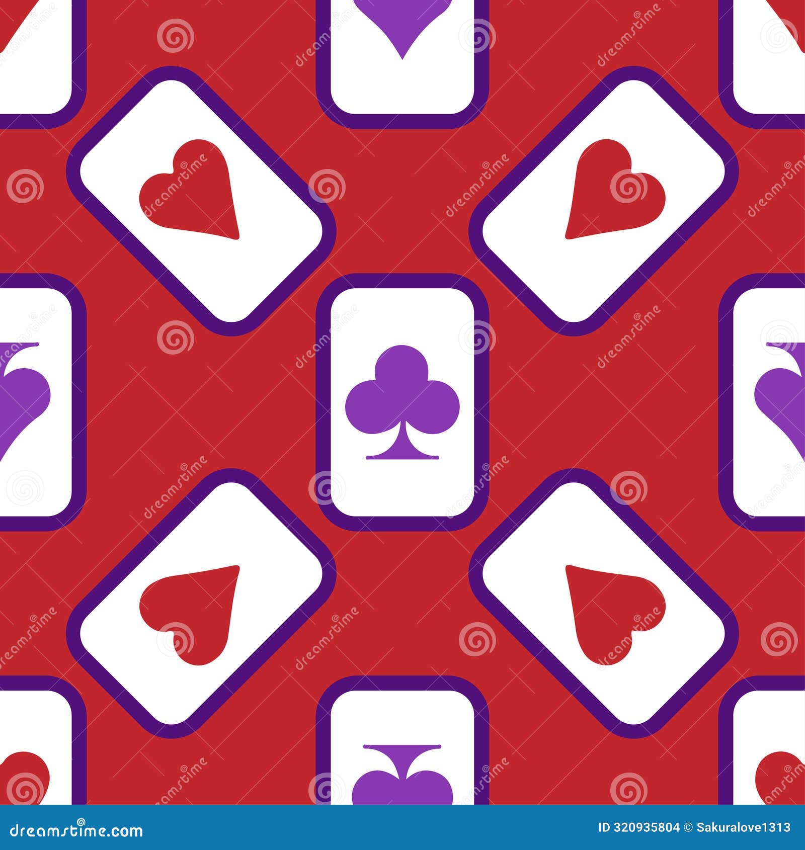 Purple Falling Playing Cards Seamless Pattern. Poker and Wonderland ...