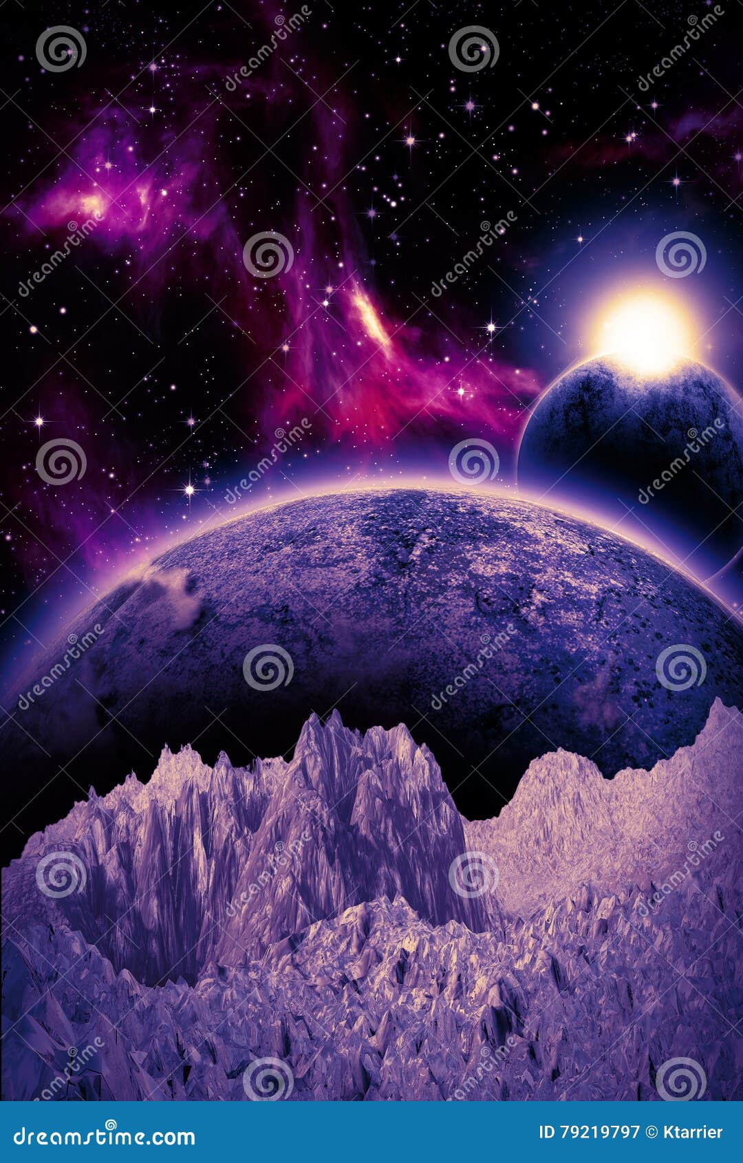 Purple Fantasy Sci-fi Scene Stock Illustration - Illustration of ...