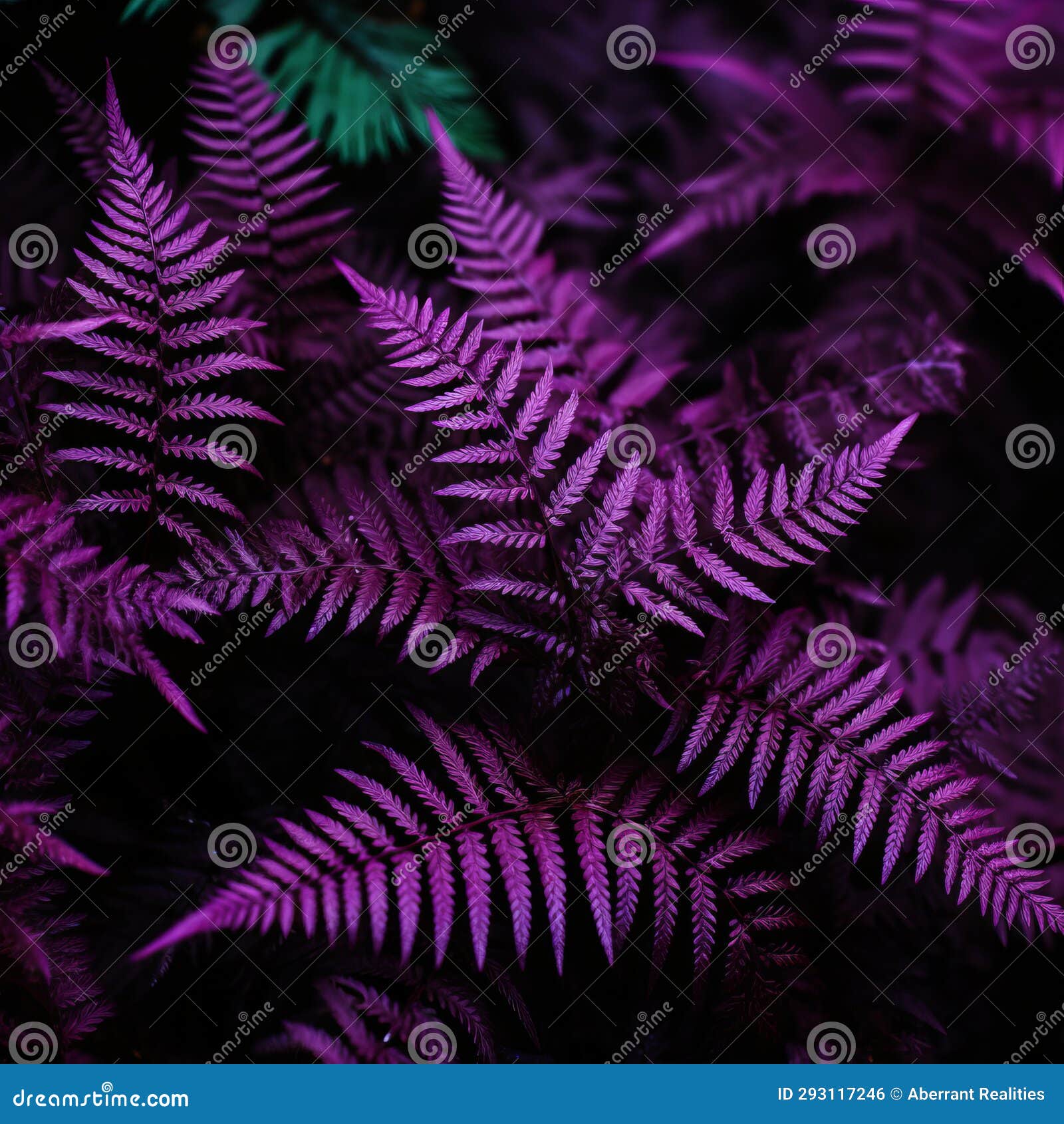 Purple Ferns on a Dark Background Stock Illustration - Illustration of ...