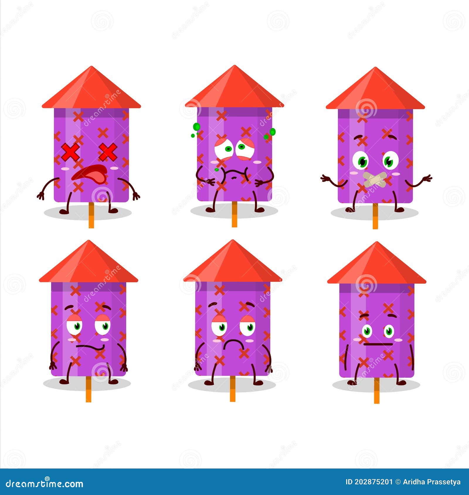 Purple Firecracker Cartoon Character with Nope Expression Stock Vector ...