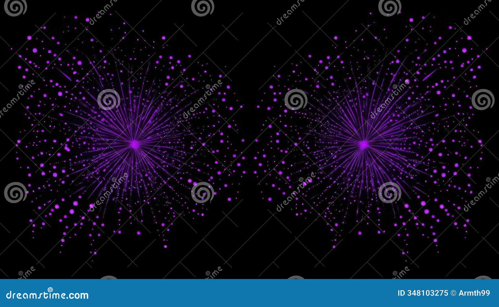 Purple Fireworks on Black Background. Vector Illustration Stock ...