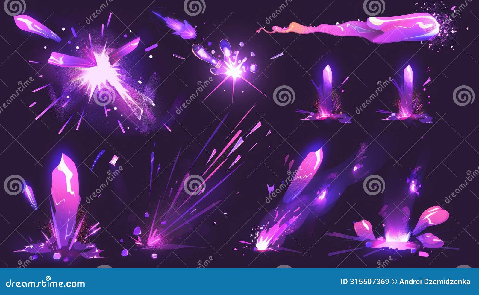 Purple Fireworks Explode Effect Burst Sprites for Animation. User ...