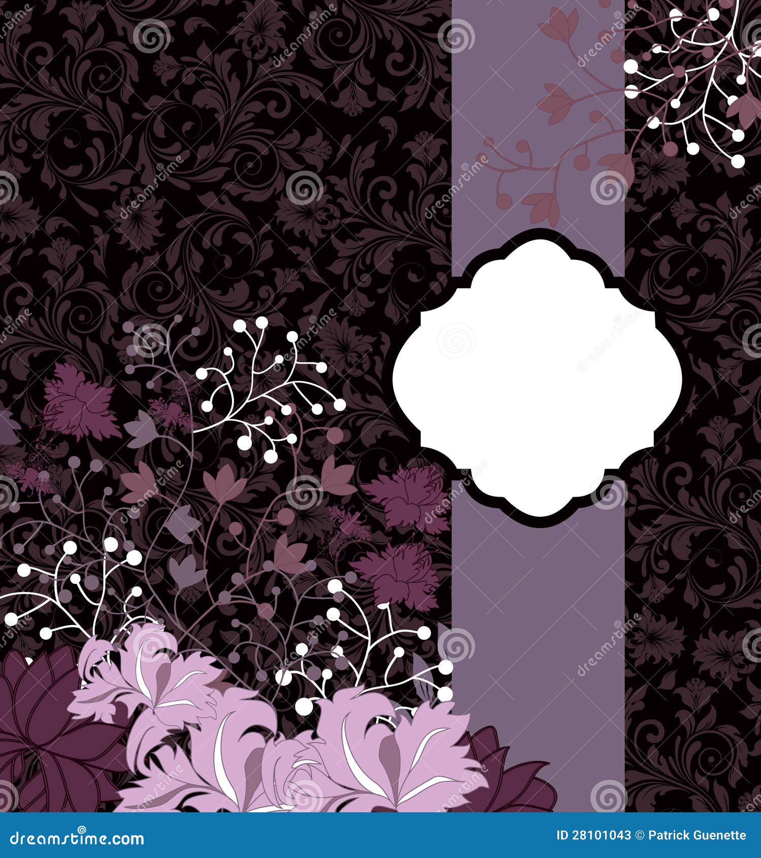 Purple Floral Card Template Stock Vector - Illustration of graphic ...