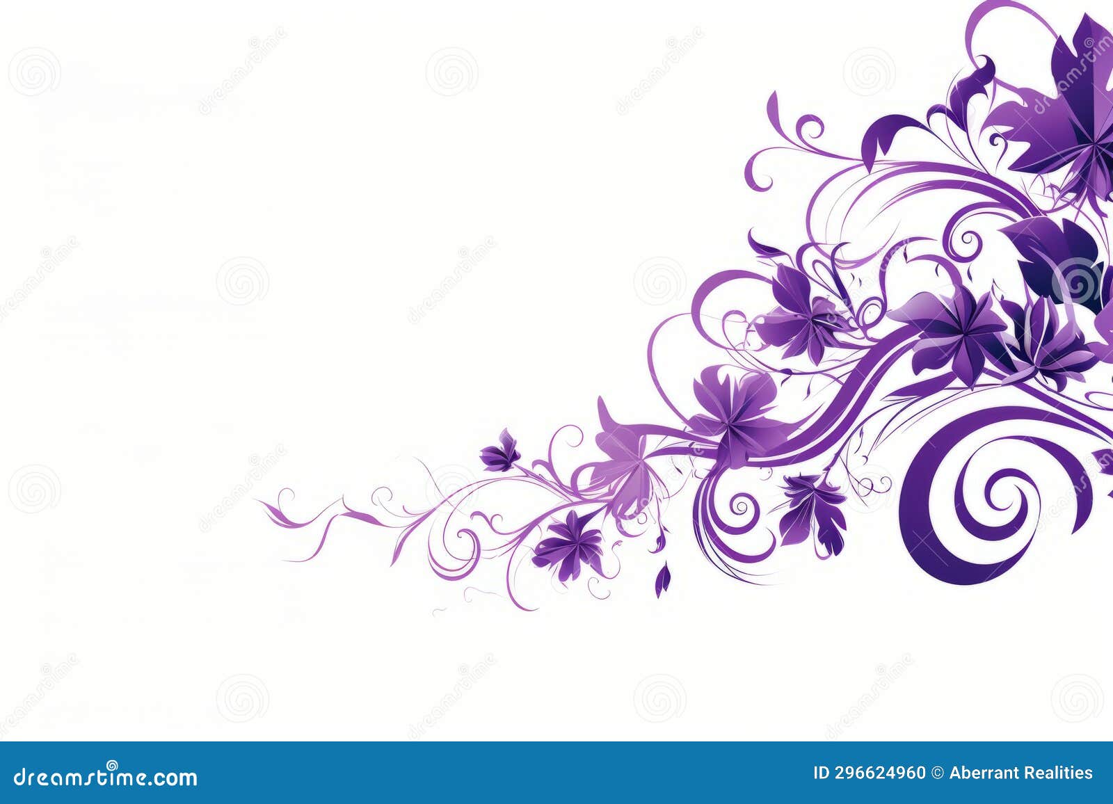 A Purple Floral Design on a White Background Stock Illustration ...