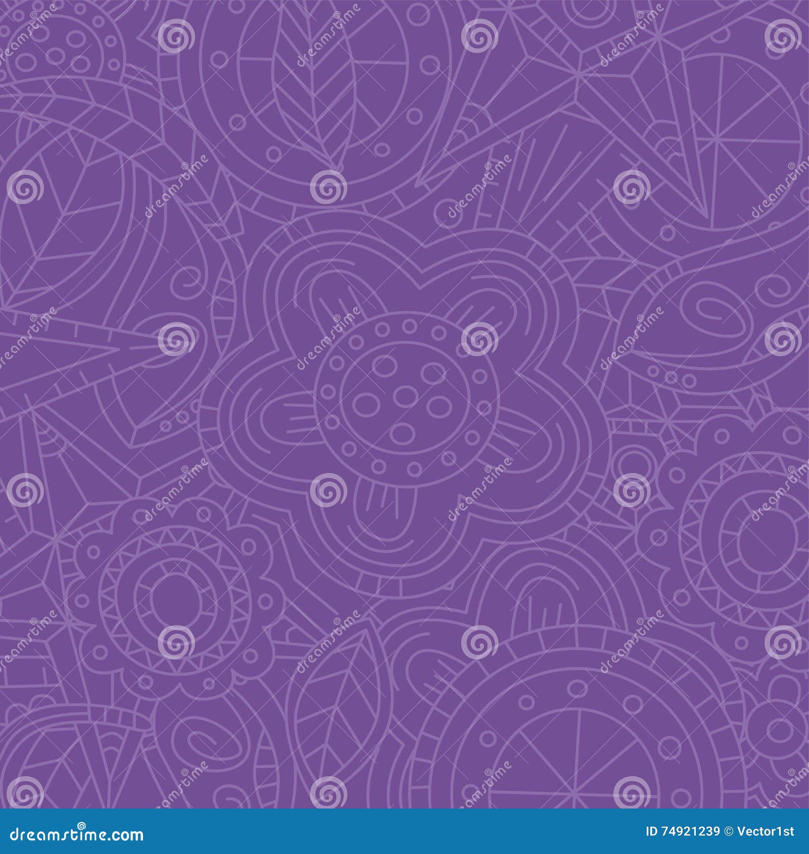 Purple Floral Flower Pattern Doodle Stock Vector - Illustration of ...