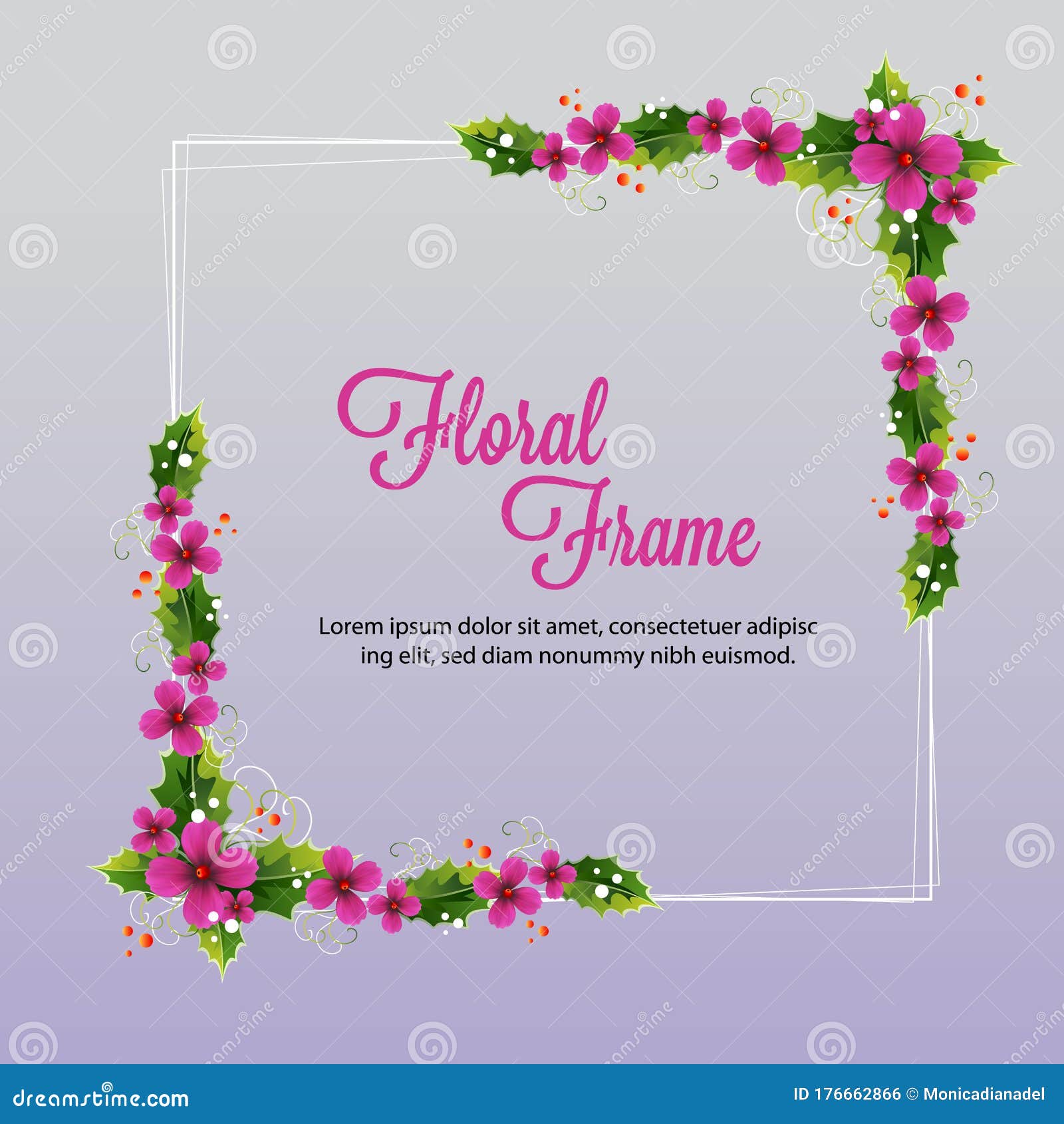 Vinca Periwinkle Purple Floral Frame Border Stock Vector - Illustration ...