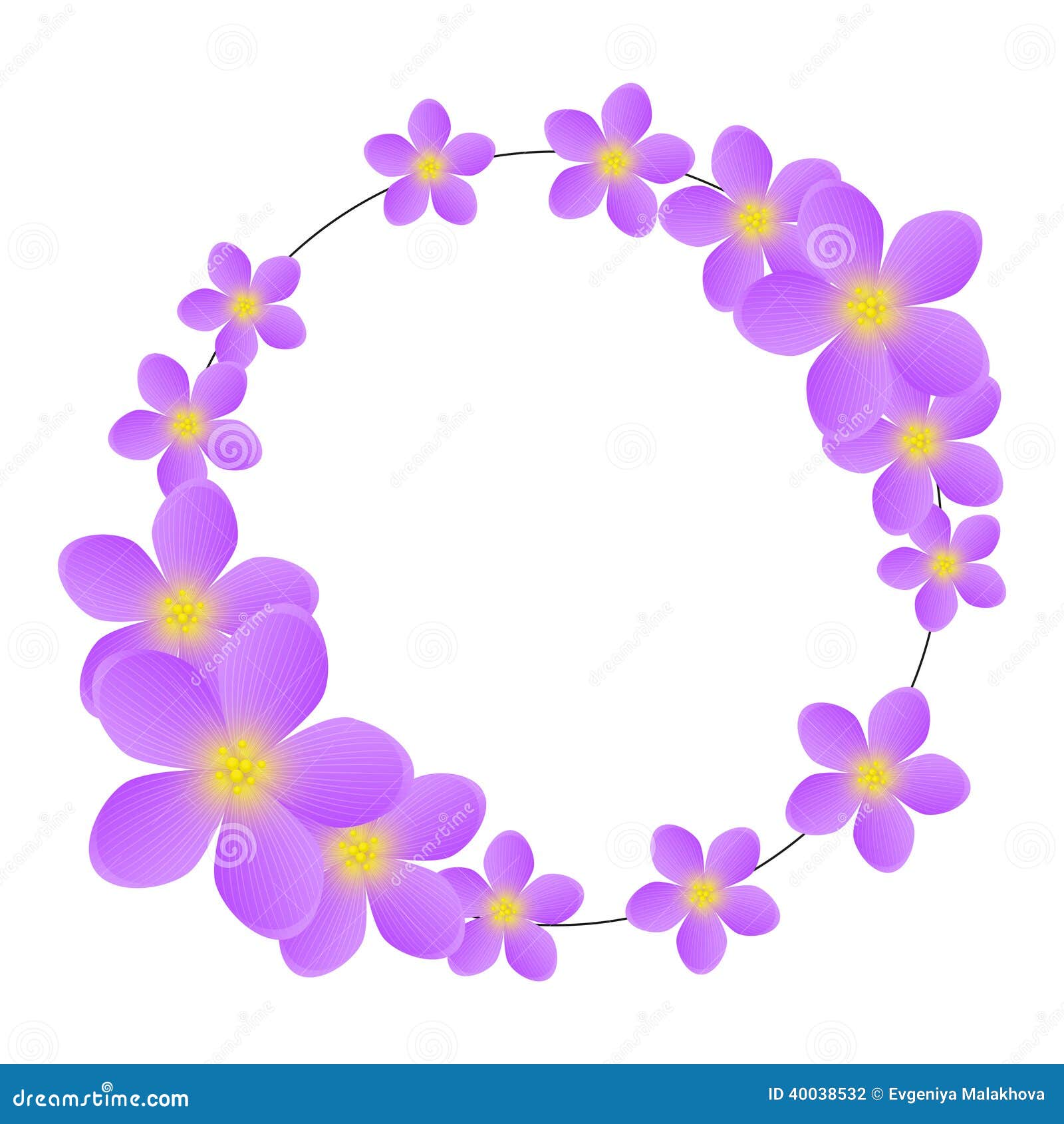 Purple Floral Frame Isolated Stock Vector - Illustration of circle ...