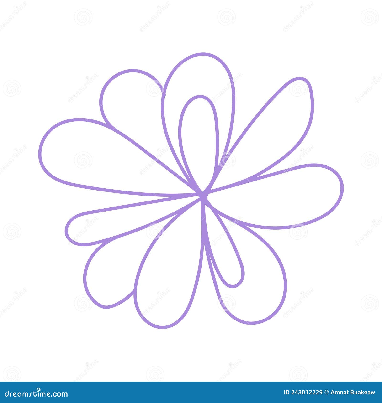 Purple Flower Outline, Simple Flower Line Purple Stock Vector ...