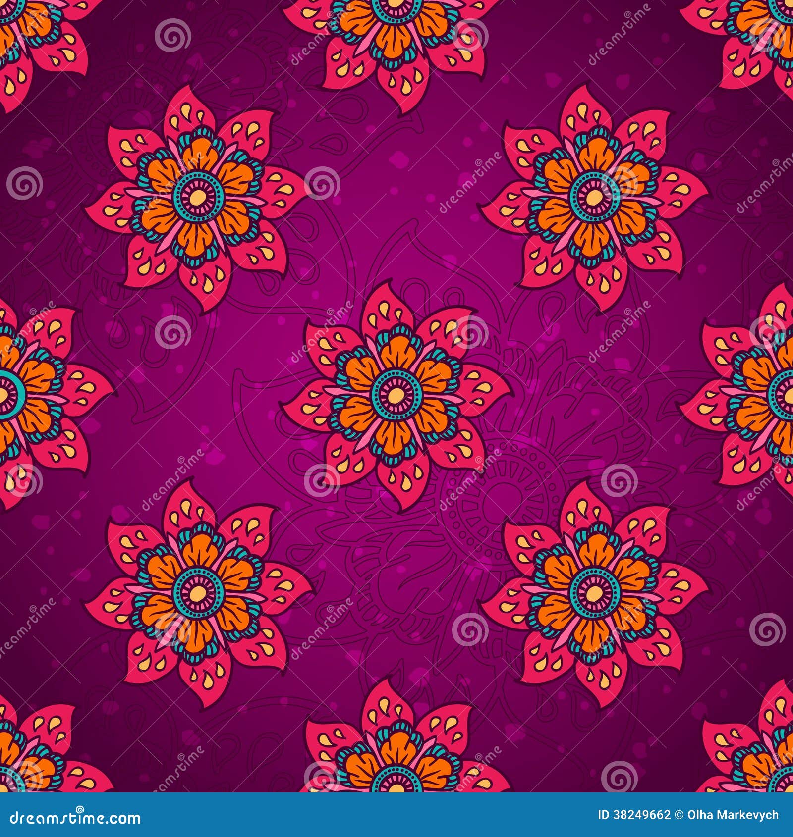 Purple flower pattern stock vector. Illustration of wallpaper - 38249662