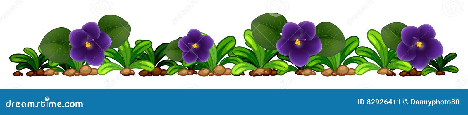 Purple Flowers on the Ground Stock Vector - Illustration of path ...