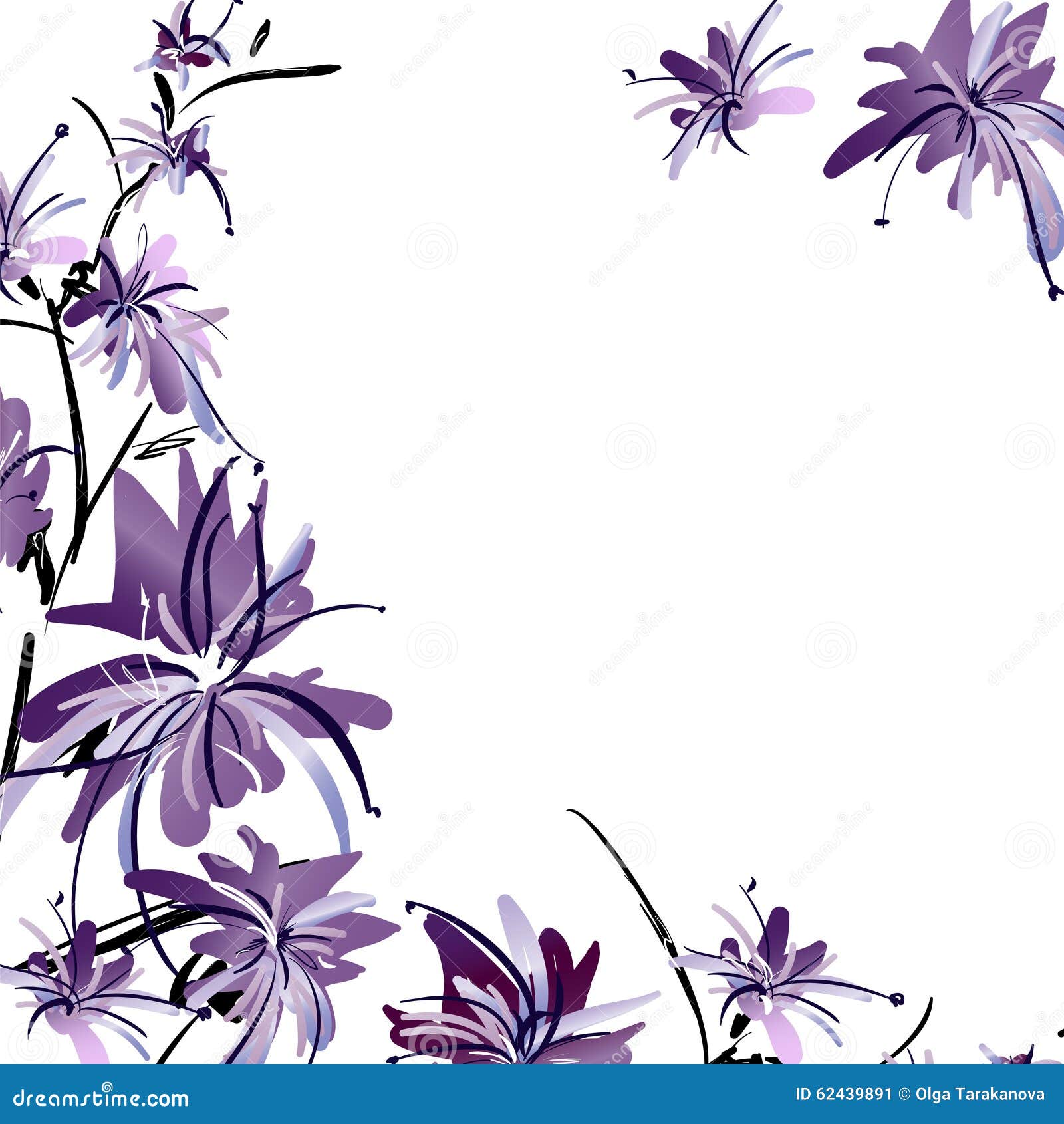 Purple flowers stock vector. Illustration of petal, vector - 62439891
