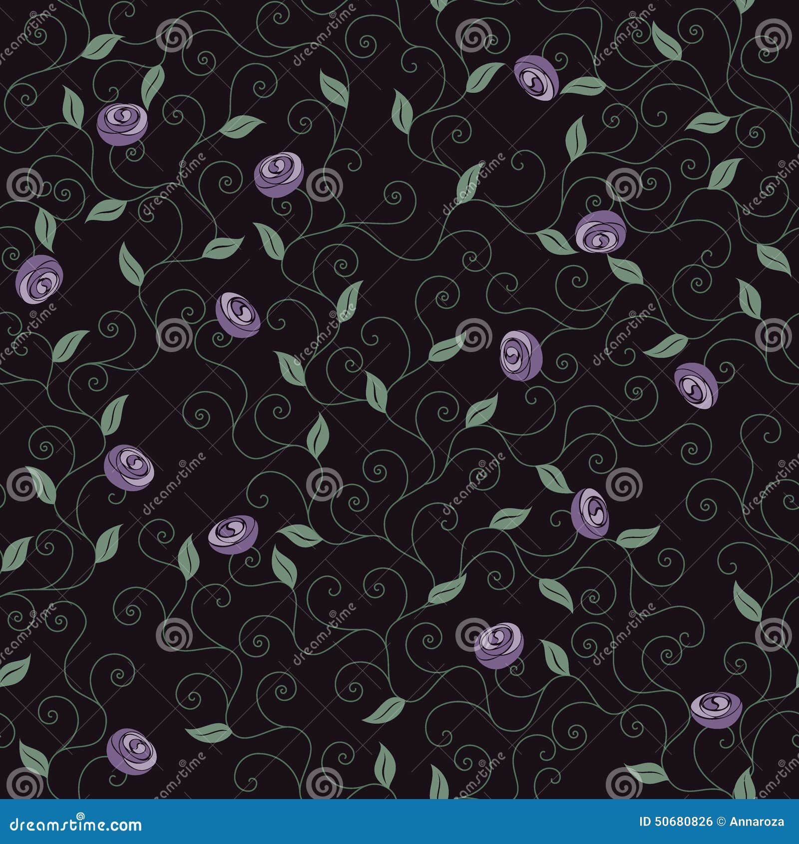 Purple Flowers Pattern. stock vector. Illustration of green - 50680826