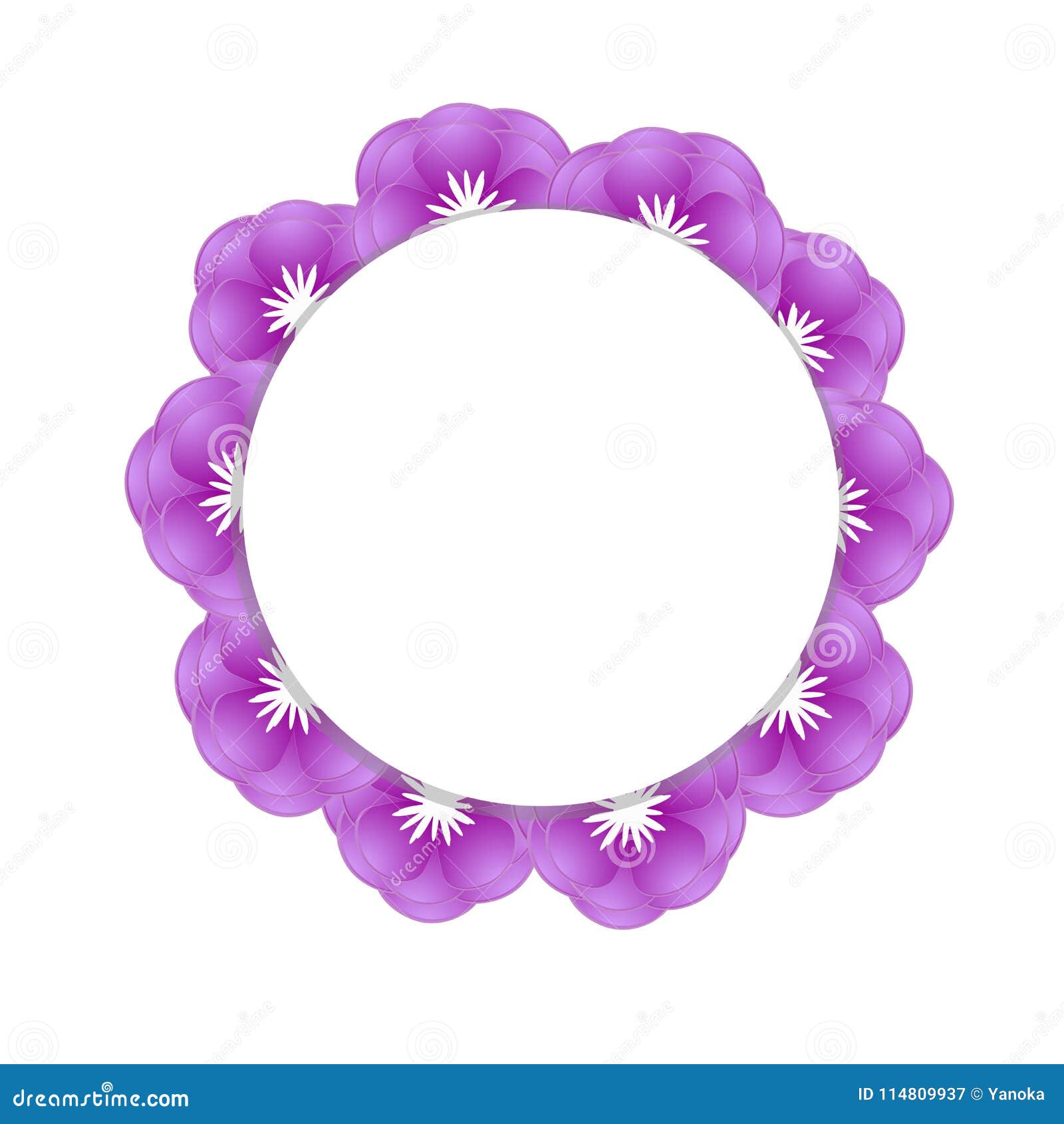 Purple Flowers and a Round Card Stock Vector - Illustration of bunch ...