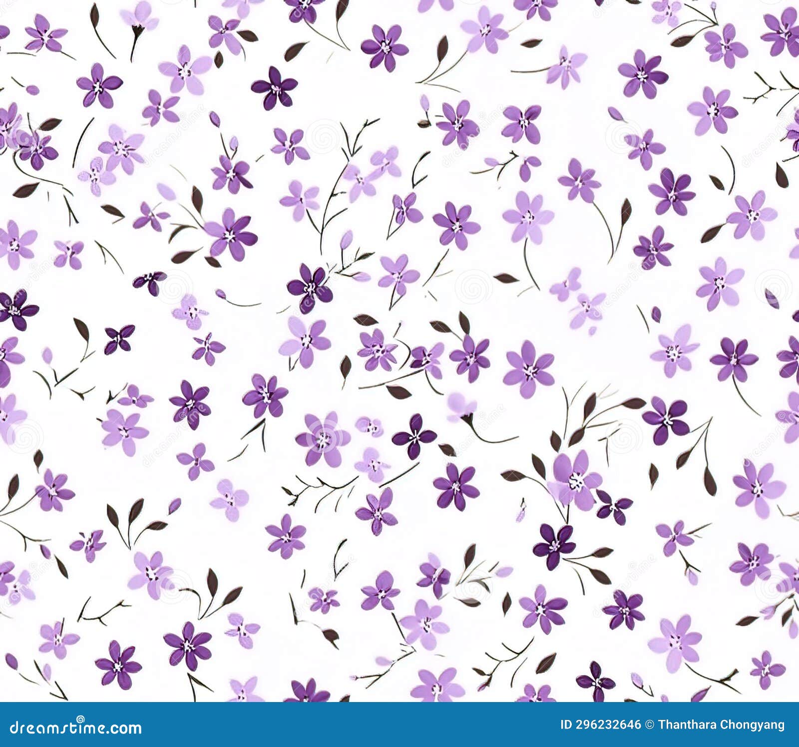 Purple Flowers on White Background Seamless Pattern, Generative AI ...