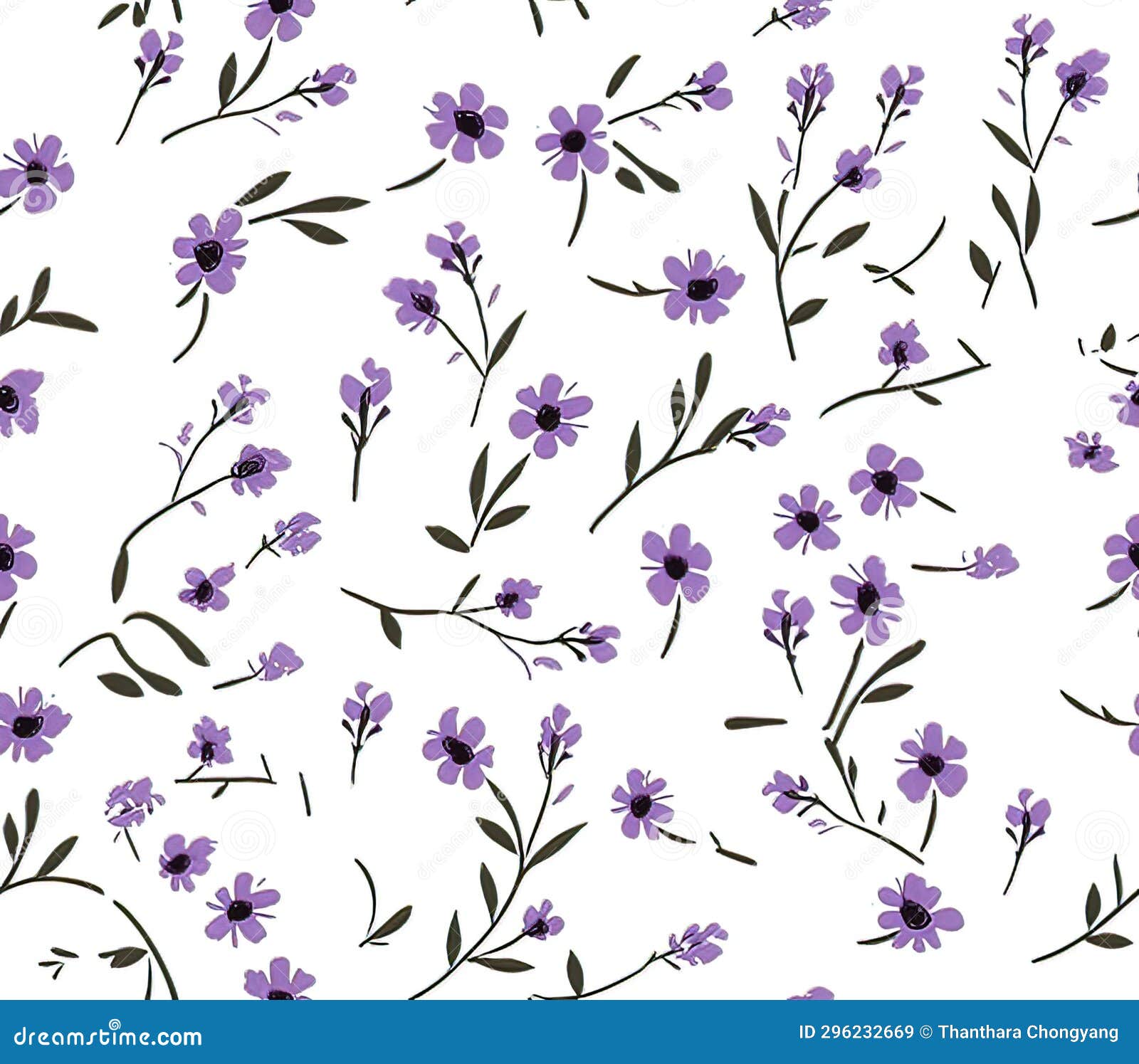 Purple Flowers on White Background Seamless Pattern, Generative AI ...