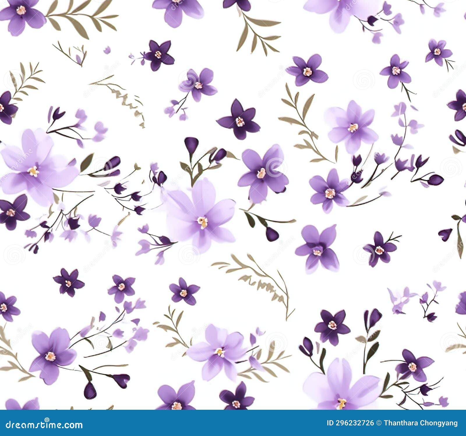 Purple Flowers on White Background Seamless Pattern, Generative AI ...