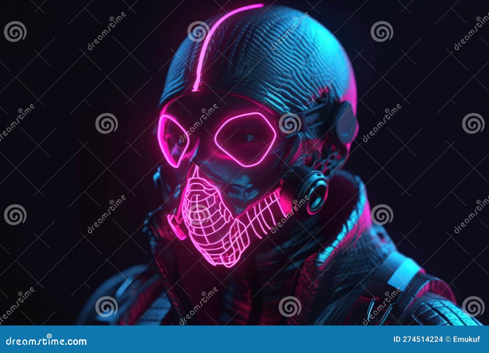 Purple Fluorescent Neon Cyborg Robot Generative Ai Stock Illustration ...