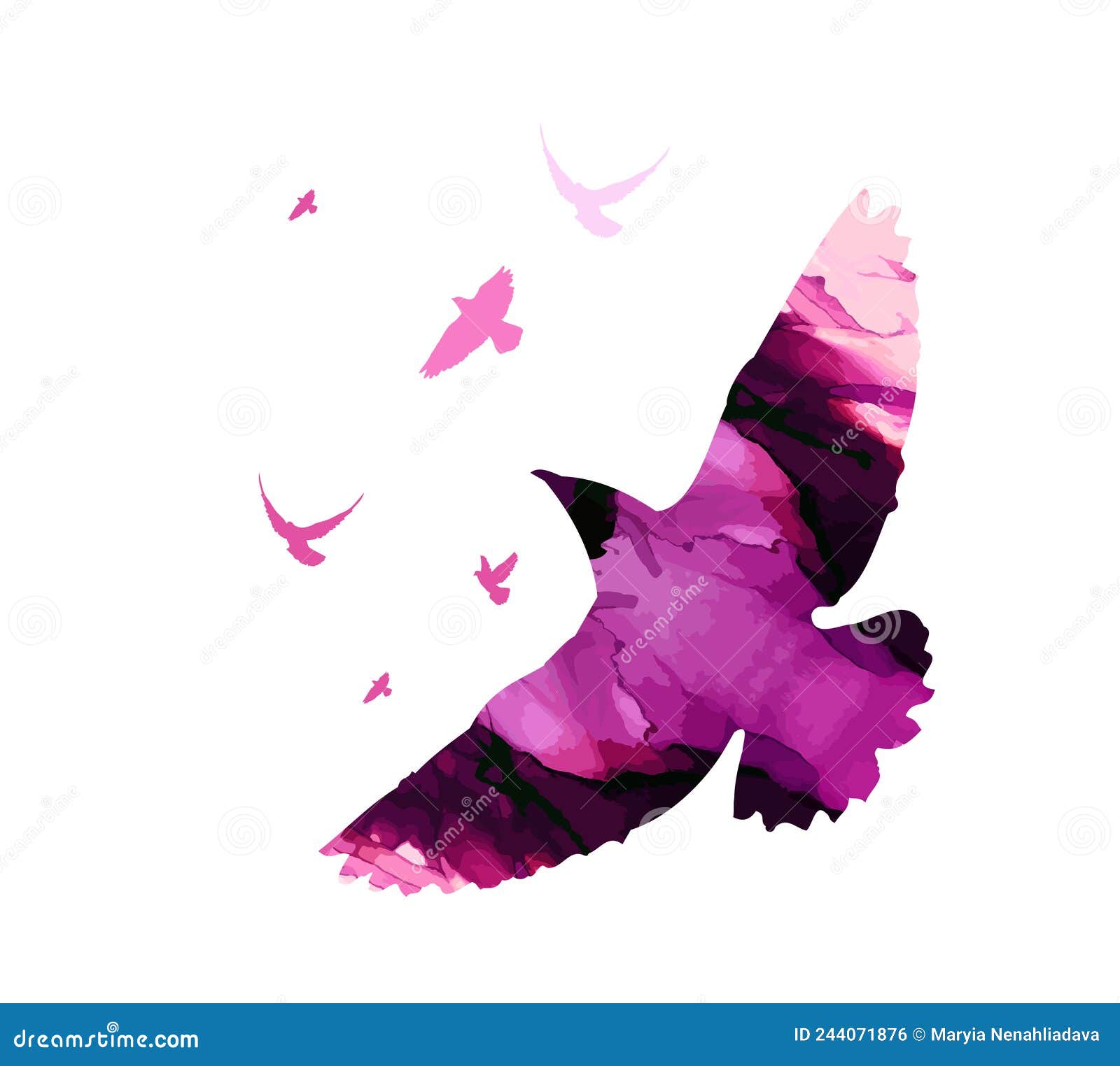 Purple Flying Birds in the Sky. Vector Illustration Stock Vector ...