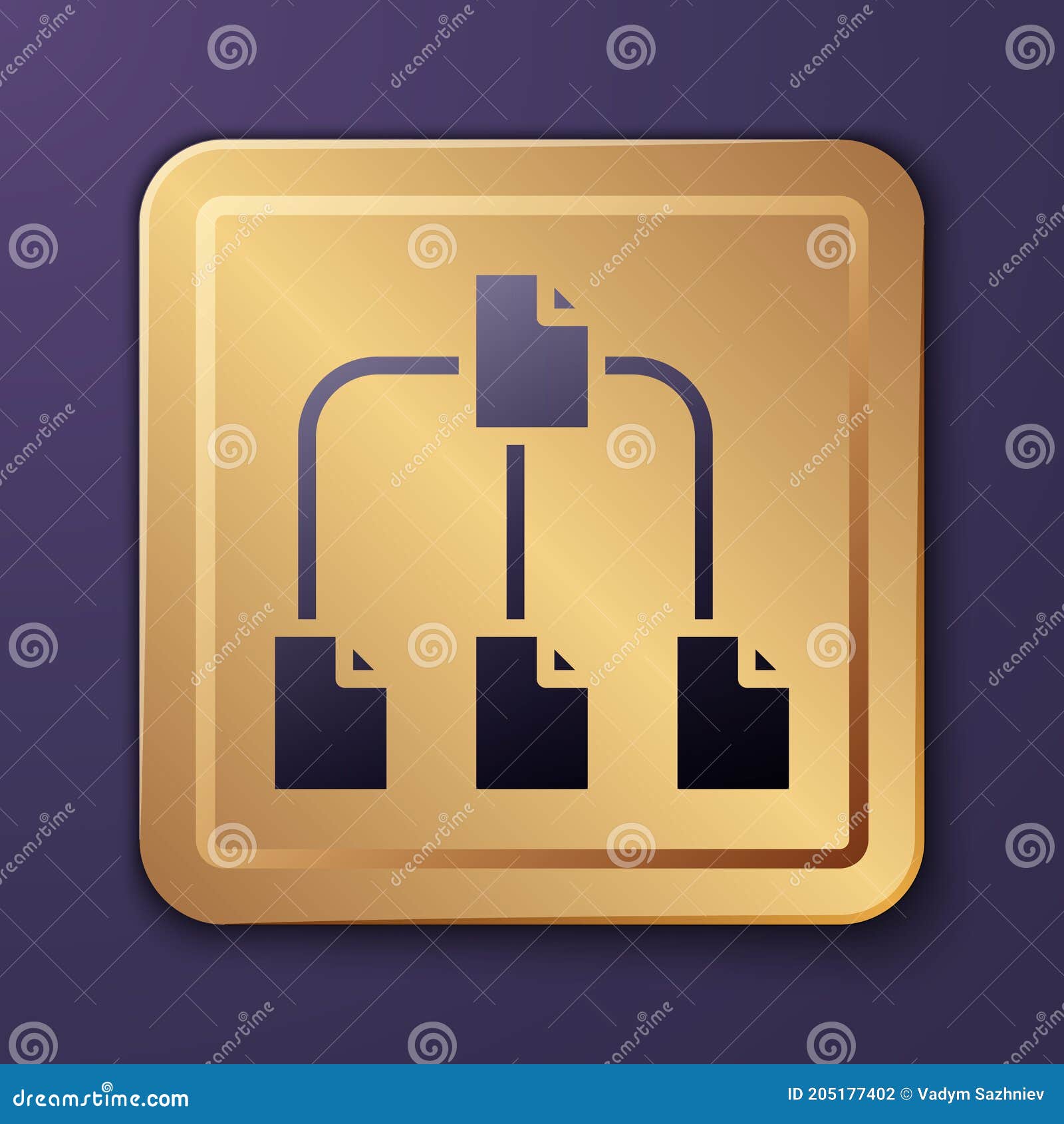 Purple Folder Tree Icon Isolated On Purple Background. Computer Network ...