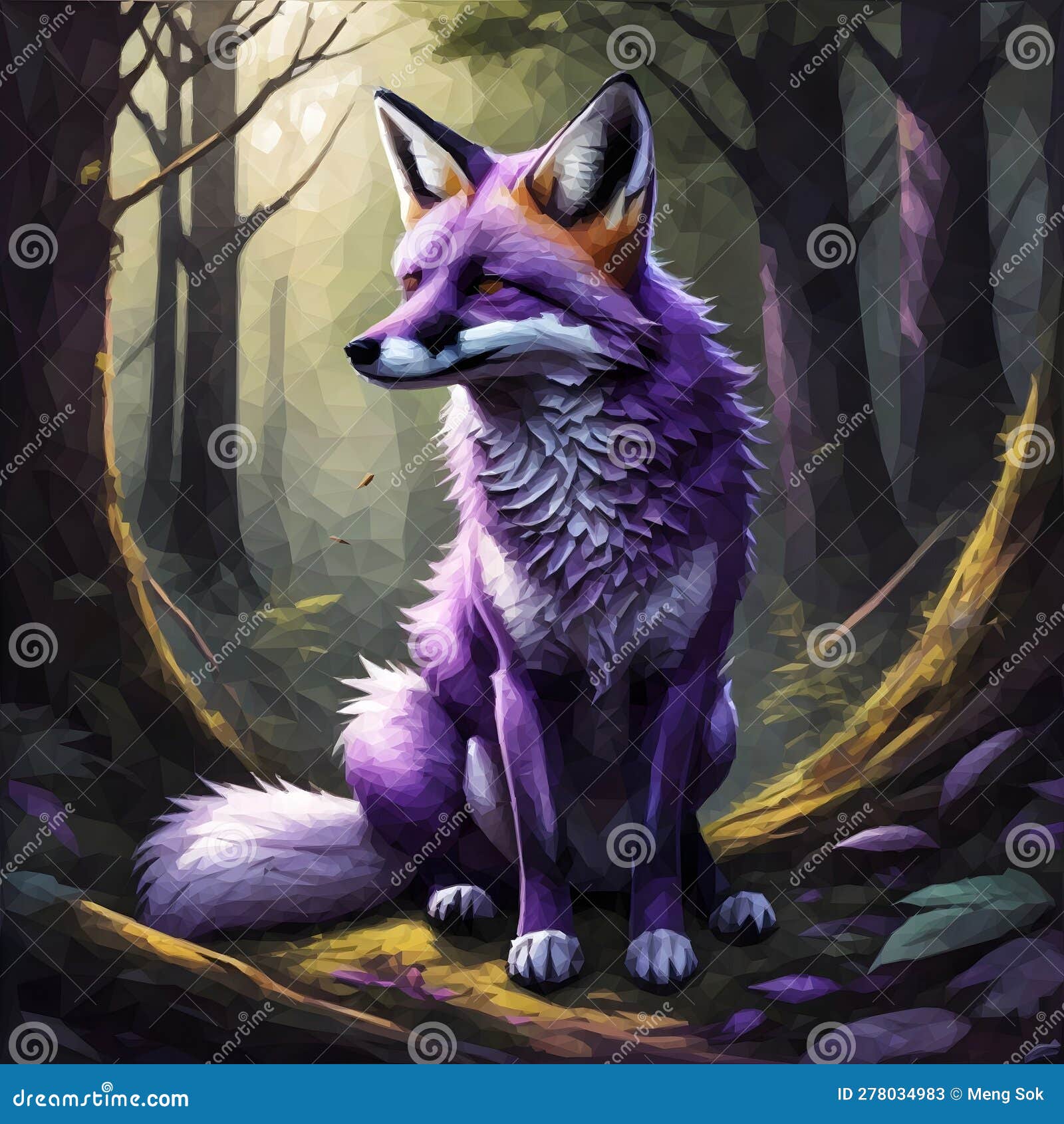 A Purple Fox Sitting on Top of a Tree Branch. Beautiful Picture of ...
