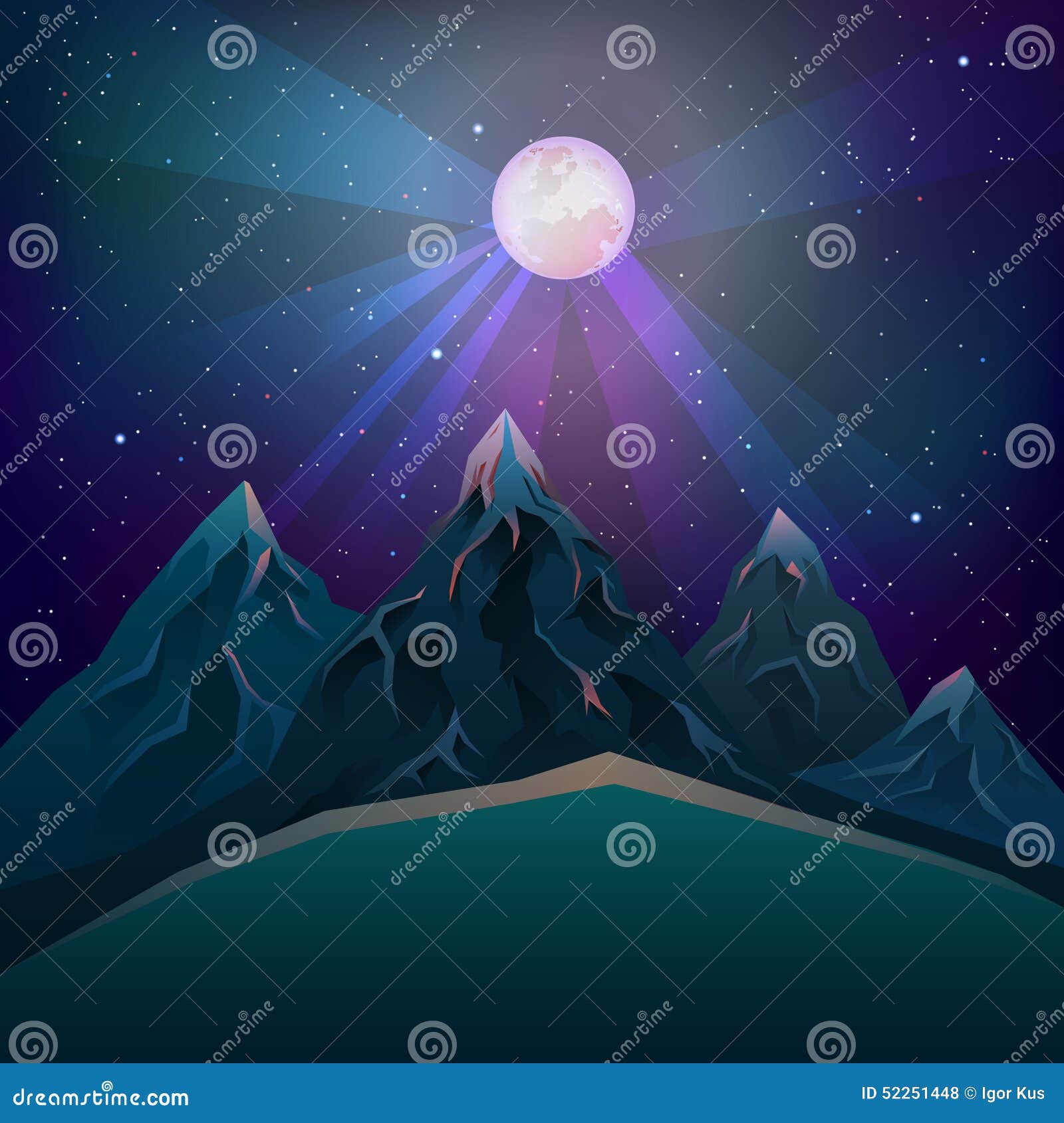 Moon Over Sea. Vector Drawing | CartoonDealer.com #121939084