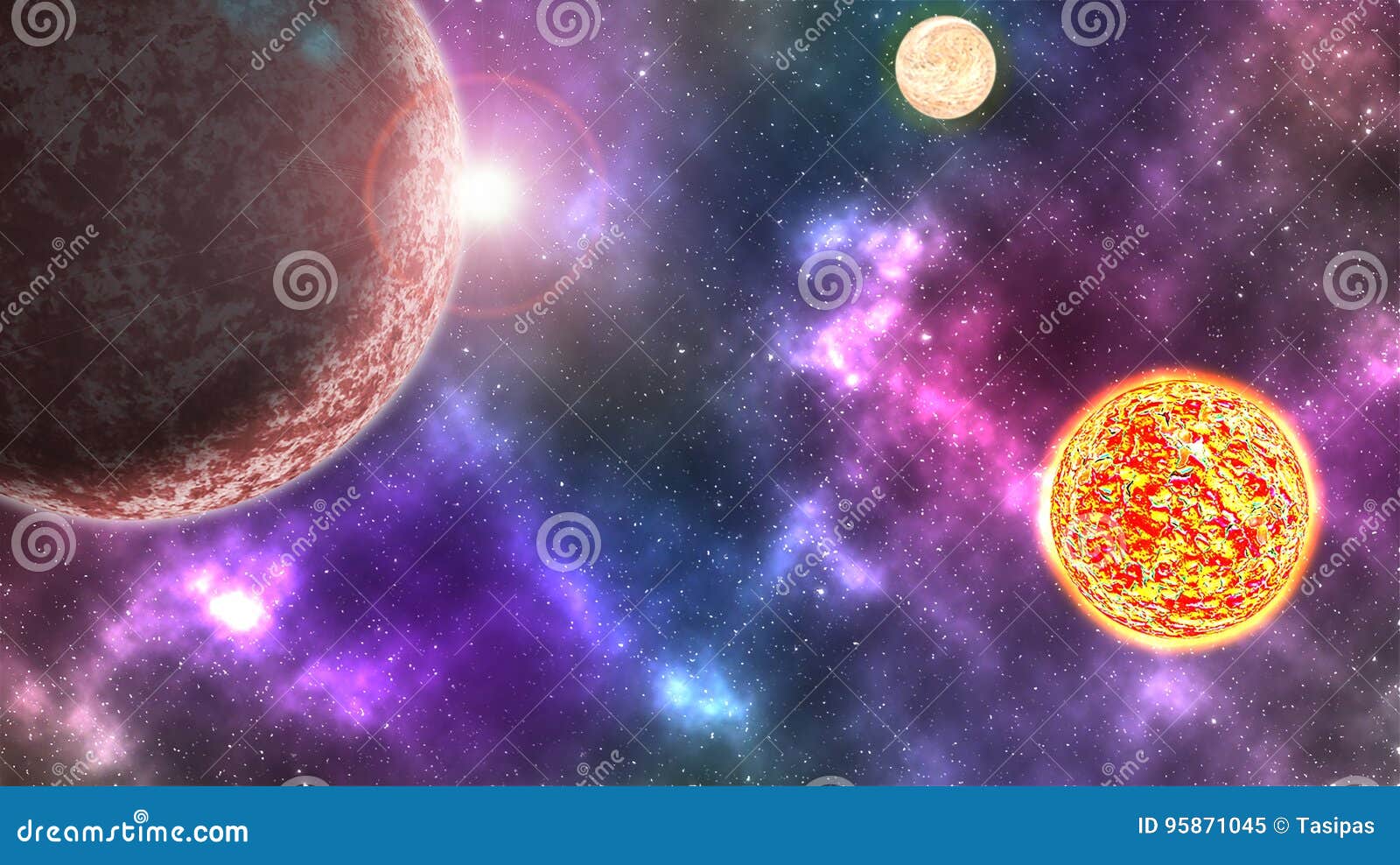 Purple Galaxy Background with Planets and Nebula Stock Illustration ...